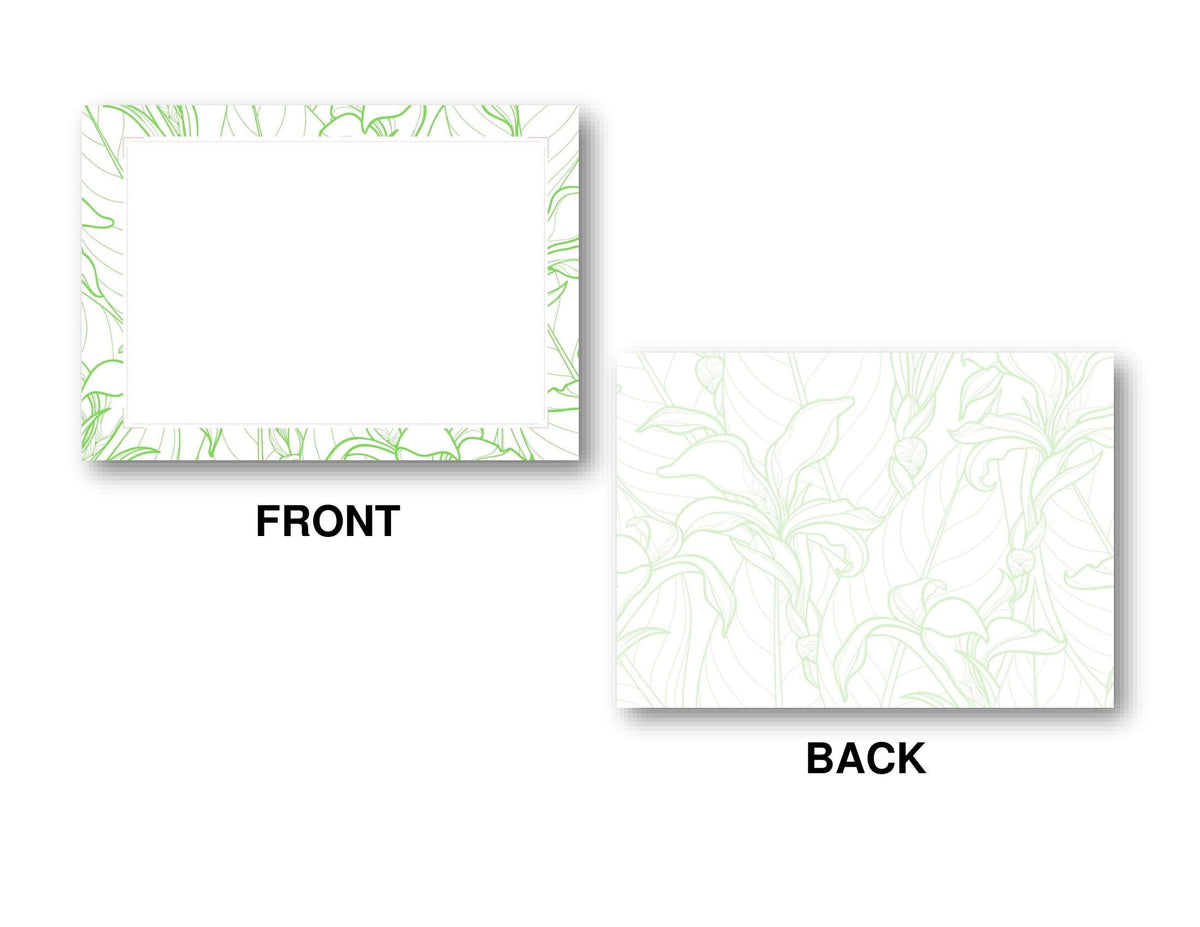 Printable Green Floral Border Notecard Stationery (Set of 5) by Jeanet ...